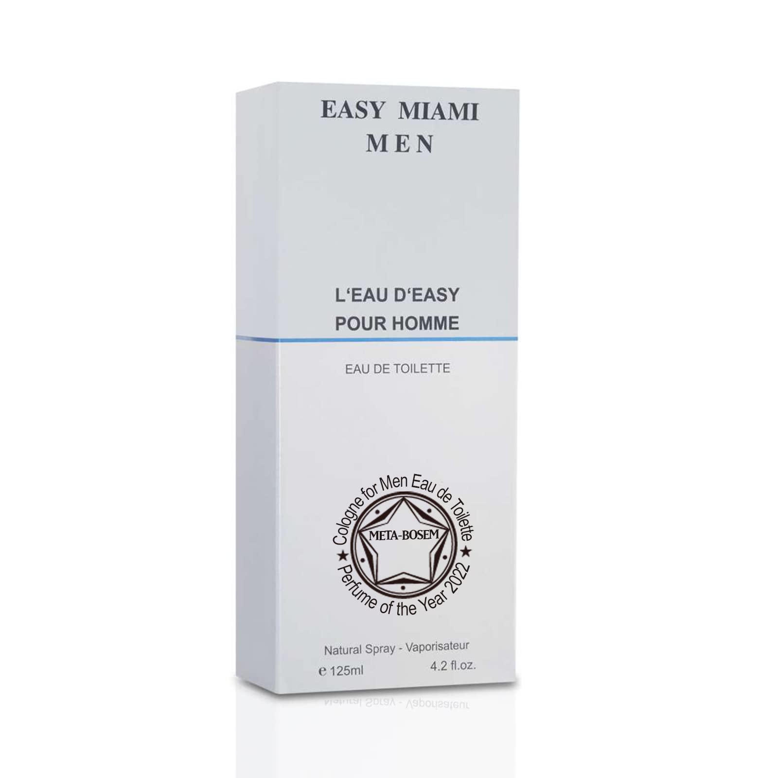 META-BOSEM Easy Miami+123 Degrees Men's Cologne Collection, Eau de Toilette Natural Spray - Fresh Woody Scents - Holiday Gift Set (Pack of 2) Each 3.4 Fl Oz, Total 6.8 Fl Oz