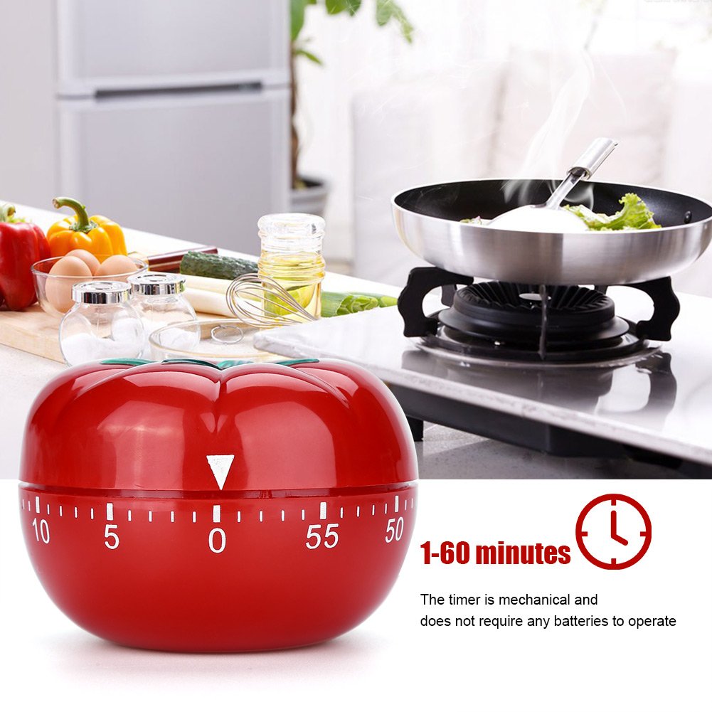Kitchen Timer,Tomato Shaped Mechanical 60 Minutes Countdown Timer Kitchen Cooking & Baking Helper Kitchen Utensils(S)