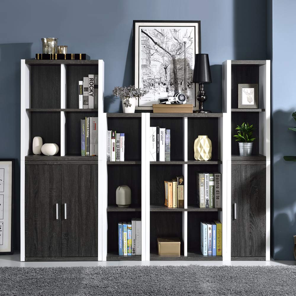 Frama DIY Two-Color 3 Shelf Storage Bookcase, 1.18 inch Thick Plywood Stackable Bookshelf Organizer for Living Room, Home and Office, Black Brown