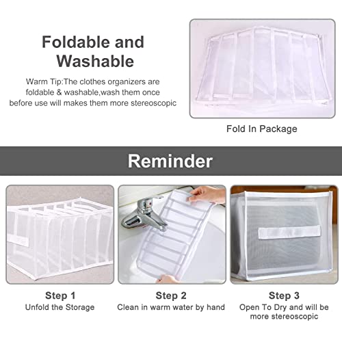 Wardrobe Clothes Organizer for Jeans |5pcs White Drawer Organizer for Clothing |Easy To Clean,Save Space Drawer Dividers For Clothes |7 Grids Clothes Organizer for Folded Pants,Trousers(Handle)
