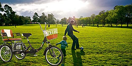 WEIMMIN Adult Tricycle Folding Tricycle for Seniors Comfortable seat 3 Wheel Bicycle with Shopping Basket Double Chain 20 Inch Shock Absorber Front Fork for Parents and Children Maximum Load 400Ib