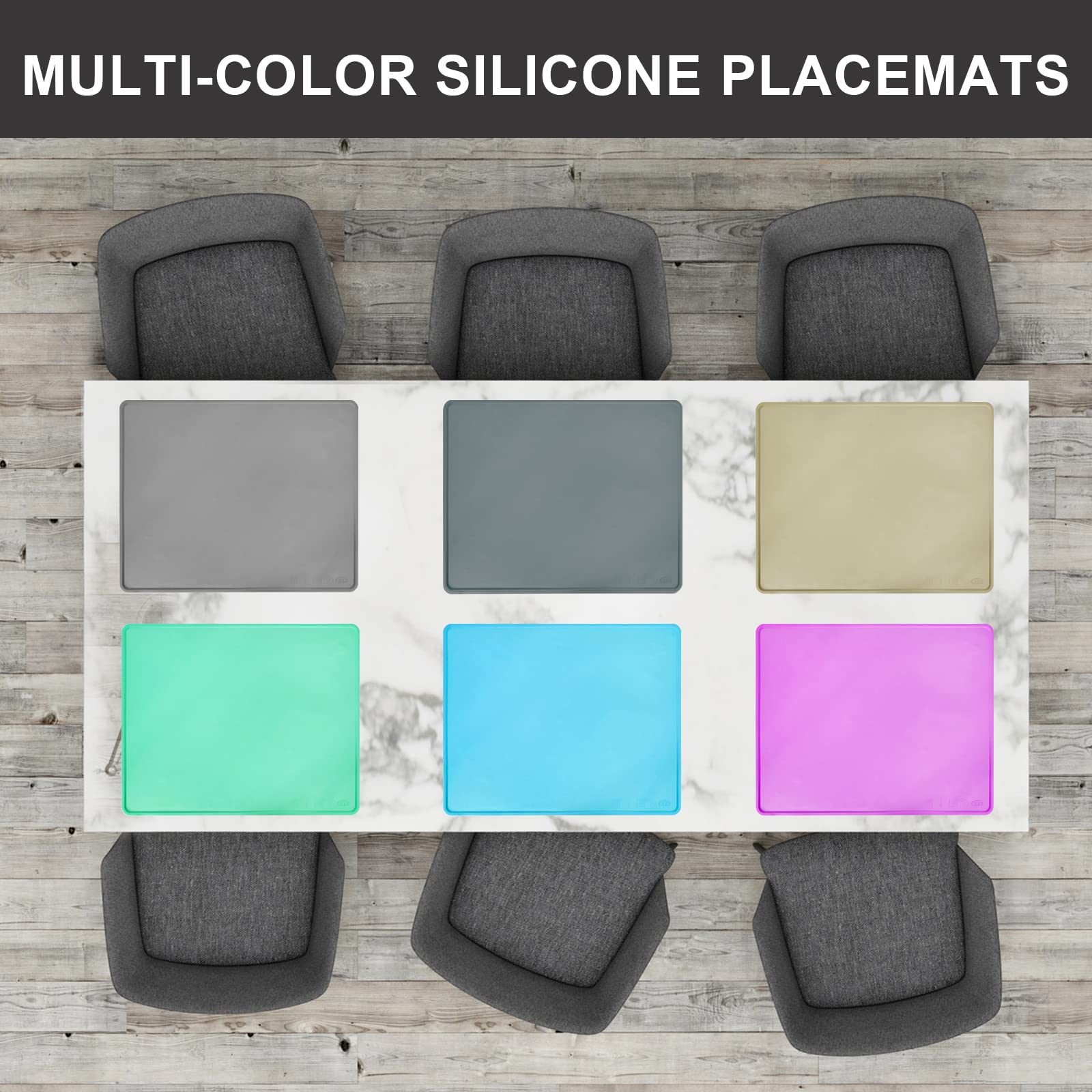 KVK 20×16in Large Silicone Placemats for Adults Babies Toddlers Kids - Food-Grade Silicone Table Mat - Universal for Kitchen Countertop Pastry Rolling Dough 2Pack Cool Grey