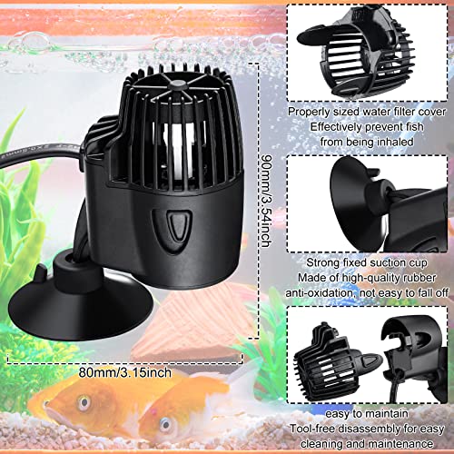 Zhengmy 4 Pcs 800 GPH Aquarium Circulation Pump with Magnetic Suction Base 360 Degree Rotating Wave Maker Submersible Powerhead Wavemaker for 20 - 100 Gal Freshwater Saltwater Fish Tank