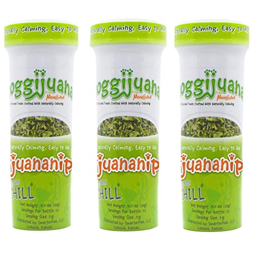 Doggijuana / 3 Juananip⢠Refill Bottles/Premium Organic Ground Catnip for Dogs/All Natural/Grown in The USA/Promotes Play and Helps Your Dog Chill