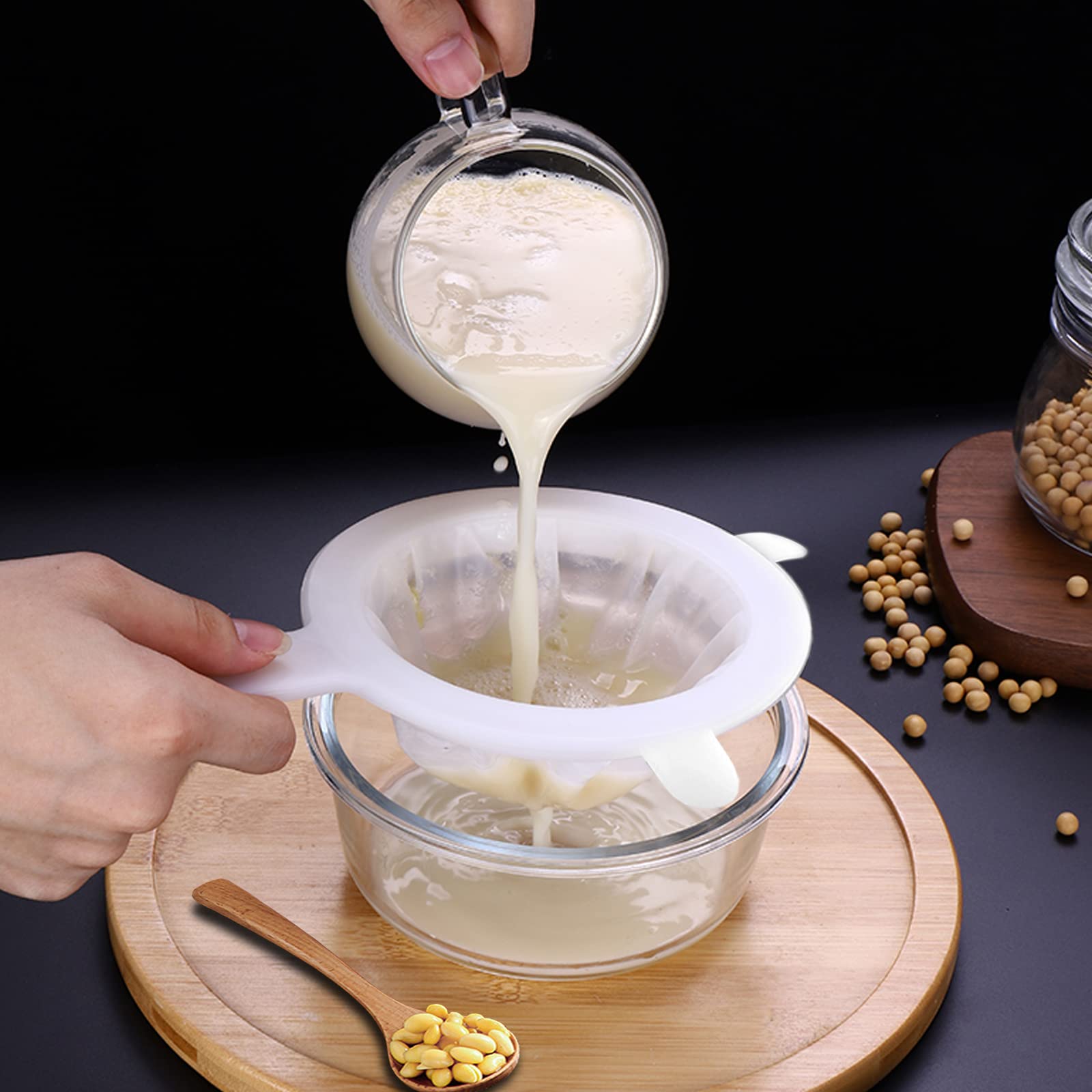 Kitchen Ultra-Fine Nylon Mesh Strainer Food Yogurt Mesh Sieve Plastic Mesh Colander with Handle Mini Brine Shrimp Separation Net for Filtering Juice Juice Milk Honey (80Mesh)
