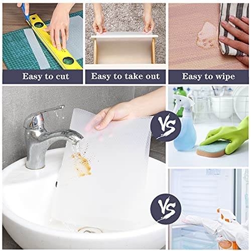 Hersvin Shelf Liners, 12in x 20ft Kitchen Drawer Mats, Non-Adhesive EVA Cupboard Protector, Cabinet Lining, Refrigerator Liner (Clear Dot)