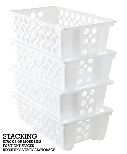 Organize Your Home Short Slide-It Baskets, 2 Pack, Stacking and Sliding Modular Storage, Great Organizing Bins for Pantry, Closet, Bedroom, Office, and all Storage, 14” x 8.9” x 4.5”