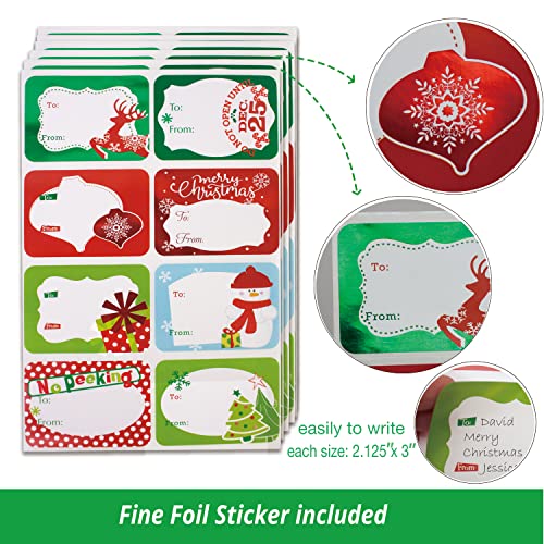 Party Funny 12Christmas Gift Wrap Boxes Bulk with Lids, 12 Tissue paper and 80 Count Foil Christmas Tag Stickers for Wrapping Large Clothes (Shirts,Tshirt) and Xmas Holiday Present