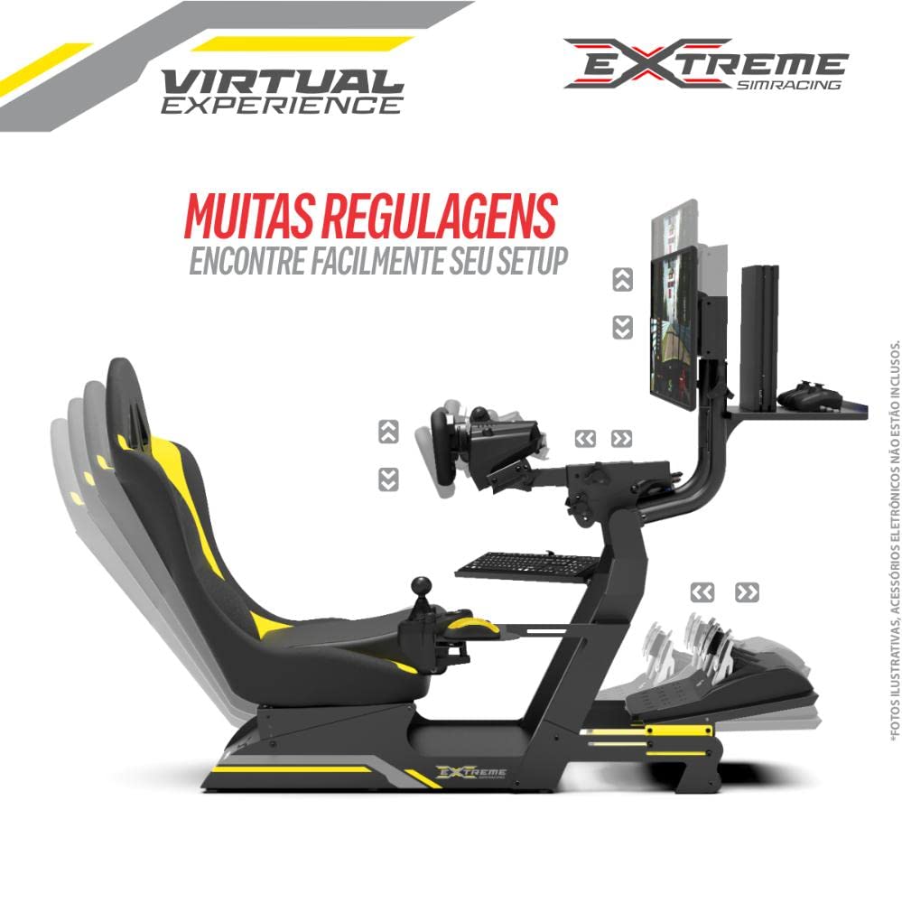 Extreme Simracing Racing Simulator Cockpit With All Accessories (Black/Yellow) - VIRTUAL EXPERIENCE V 3.0 Racing Simulator For Logitech G27, G29, G920, G923, SIMAGIC, Thrustmaster And Fanatec