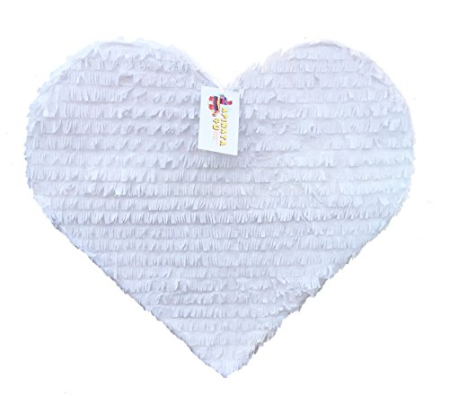 White Heart Pinata 16" Wedding Decoration Bridal Shower Party Heart Shaped Pinata Bride To Be Photo Prop
