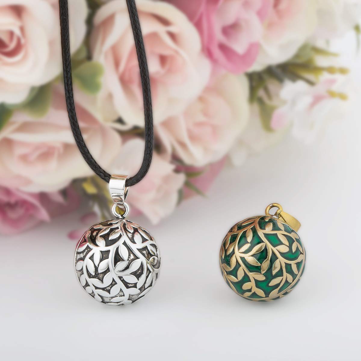 EUDORA Harmony Necklace Pregnancy Vintage Bola Ball Chime Bola Ball Wishing Pendant, Long 30" & 45" Rope for Women