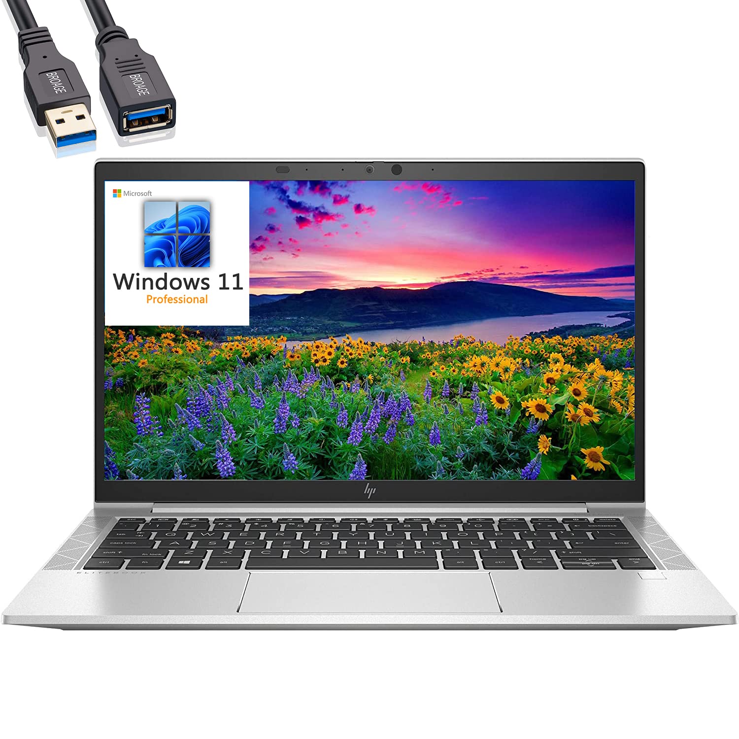 HP EliteBook 840 Gen 8 14" Laptop, Intel Quad-Core i5-1135G7 (Beat i7-1065G7), 16GB DDR4 RAM, 512GB PCIe SSD, WiFi 6, Backlit KB, Windows 11 Pro, BROAG Cable
