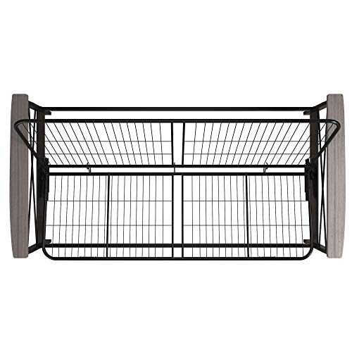 DHP Nadine Metal Futon Frame with Grey Wood Armrests, Full Size, Mattress Not Included