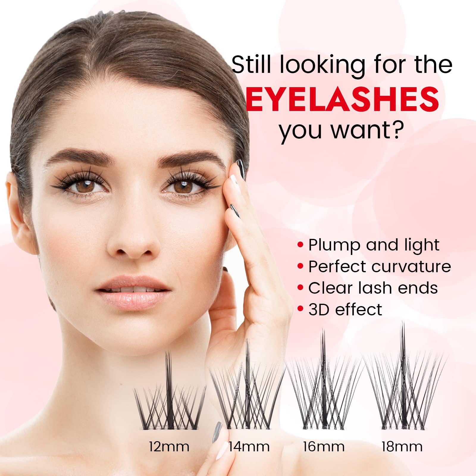 Individual Lashes, 60Pcs Lash Clusters DIY Eyelash Extensions, D Curl Cluster Lashes Soft and Lightweight 12-14-16-18mm Mixed Lash Extension Easily Done at Home（12-14-16-18mm）