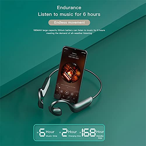 Qiopertar G-100 Bluetooth 5.0 Wireless Headphones Bone- Conduction Earphone Waterproof with Microphone Premium Sound Deep Bass for Work Home Office Bicycling Hiking Outdoor Sport