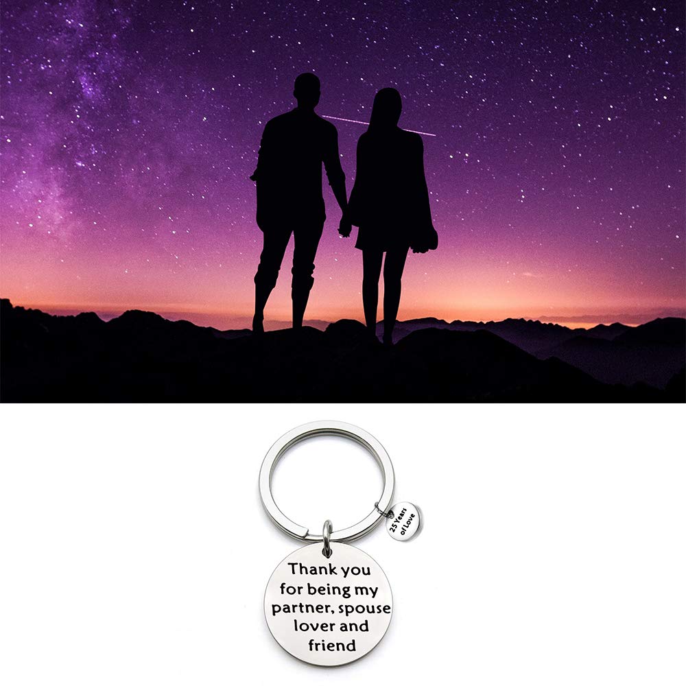 FEELMEM 25th Anniversary Present Couples Puzzle Keychain Set Of Two 25 Years Anniversary Key Chain Present For Him Her (25th)