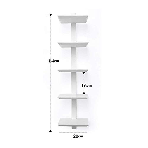 PIBM Stylish Simplicity Shelf Wall Mounted Floating Rack Wooden Solid Wood Storage Shelves Books Collection Display,3 Colors Avaliable,3 Layers / 4 Layers / 5 Layers, White , 20X66.2cm