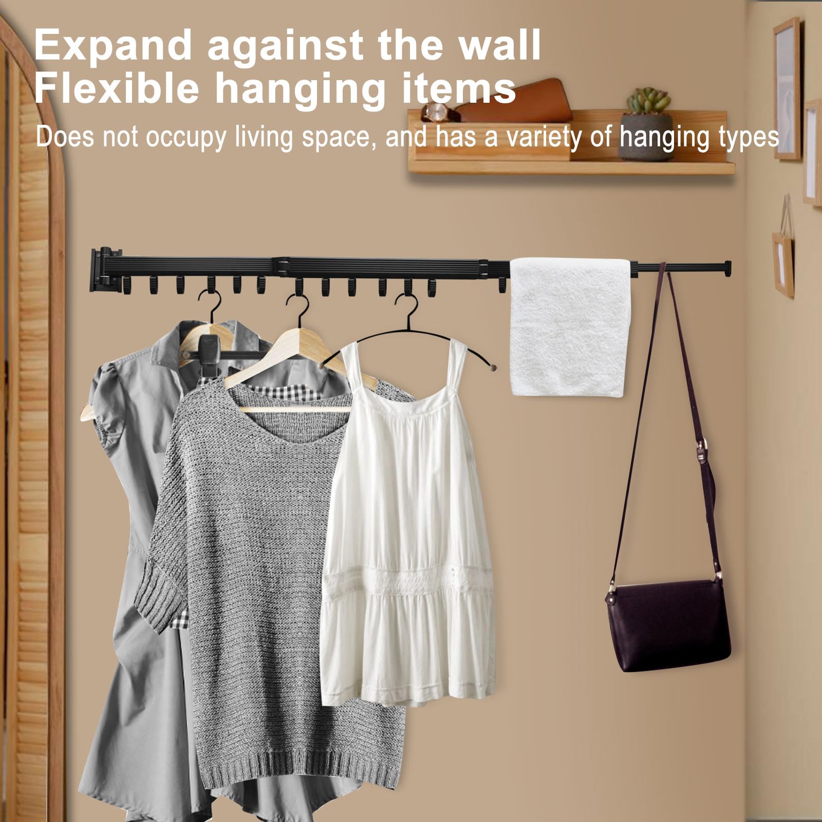 plzzree Wall Mounted Clothes Drying Rack: Collapsible Retractable Wall Mounted Clothes Rack Space Saving Laundry Hanger