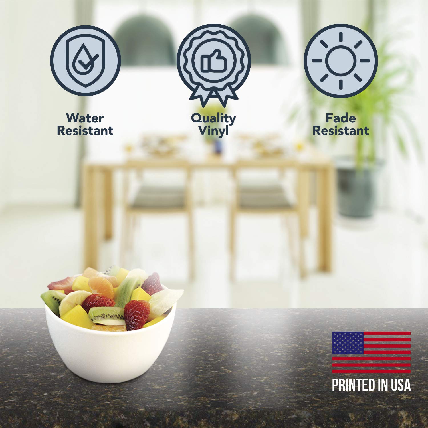 Instant Granite Premium Kitchen Countertop Vinyl Laminate Cover | Easy Installation | Displays No Seams | Peel & Stick | Durable Self-Adhesive | 36β x 144β | Marble Design | Black (12ft)