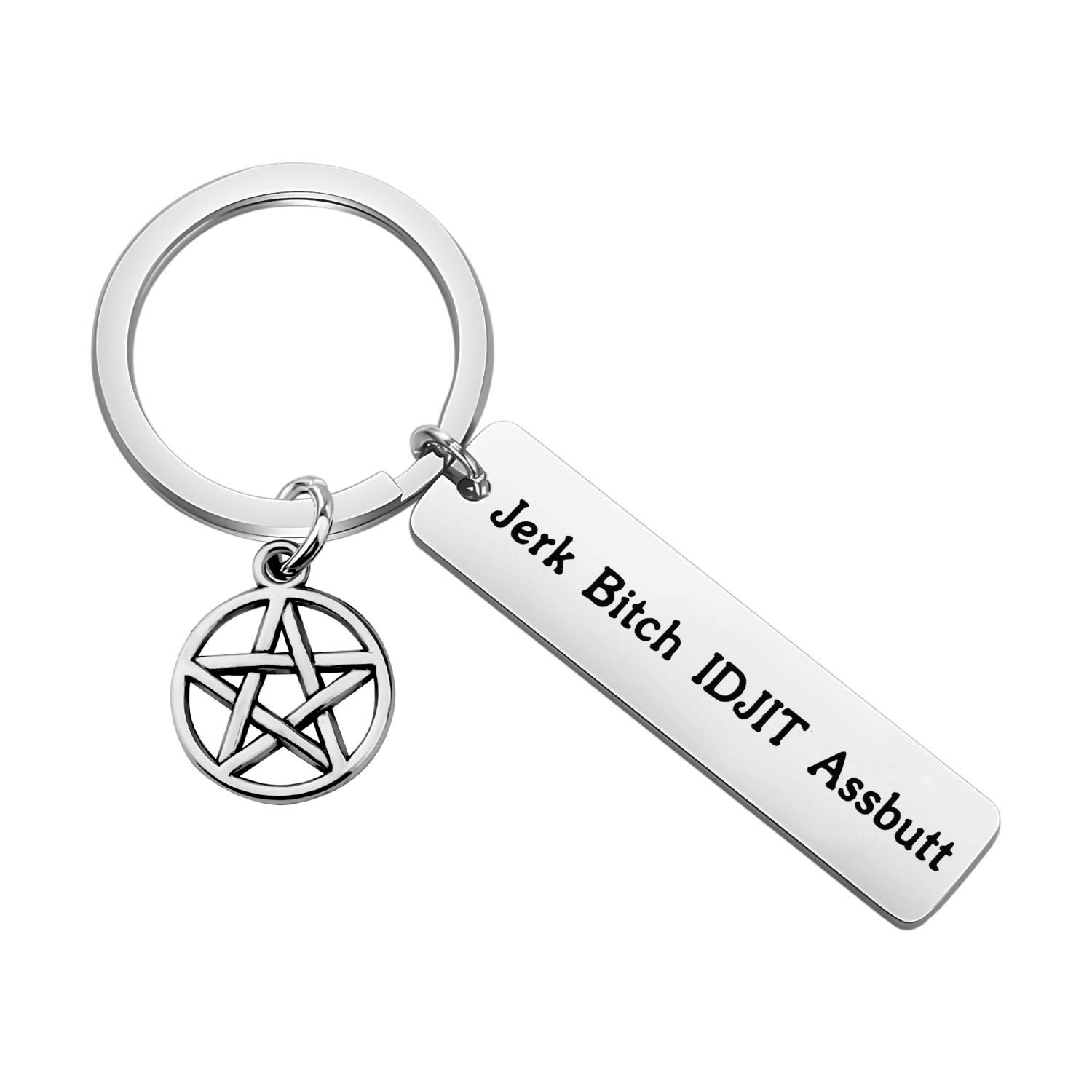 FEELMEM Funny Gift Jerk Bitch Idjit Assbutt Keychain Coworker Gift Inspired Jewelry TV Series Fan Gift (Jerk)