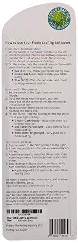 Houseplant Resource Center Fiddle Leaf Fig 3-in-1 Soil Moisture Meter for Plants – Best Indoor Plant Water Meter for Potted Houseplants - Light & Moisture Sensor Probe for Optimal Growth