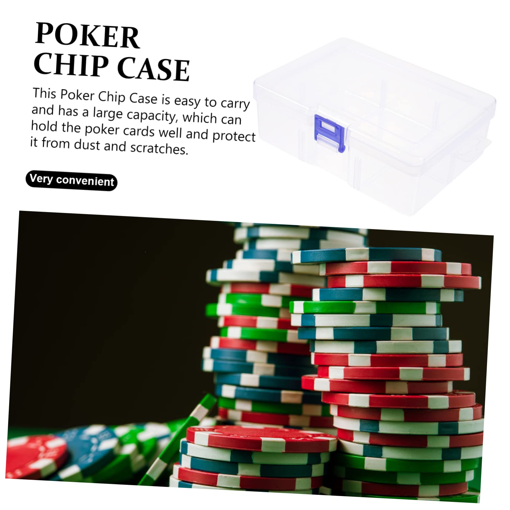 INOOMP Transparent for Storage Multi-use Clear Play Game Case Card Chips Large Chip Table Cards Organizer Organizers Carrier Capacity Container Outdoor Casino Accessory Poker Plastic