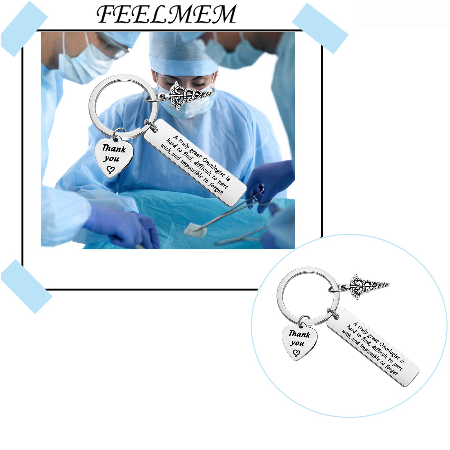 FEELMEM Oncologist Keychain Oncologist Gift A Truly Great Oncologist is Hard to Find and Impossible to Forget Keychain Thank You Gift Retirement Gift for Oncology Doctor (Silver)