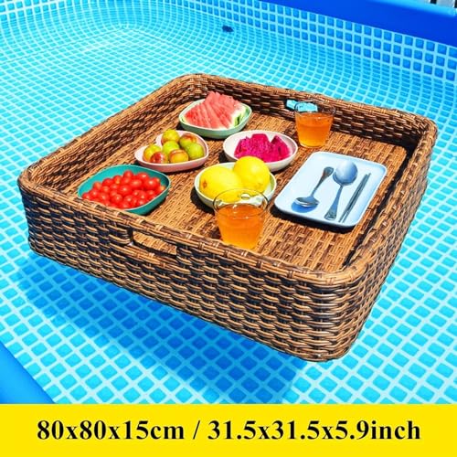 Floating Tray Floating Serving Tray Swimming Pool Floating Tray Table & Bar, Family Size Floating Refreshments Holding Tray for Snacks and Drinks (Color : 80x80x15cm)