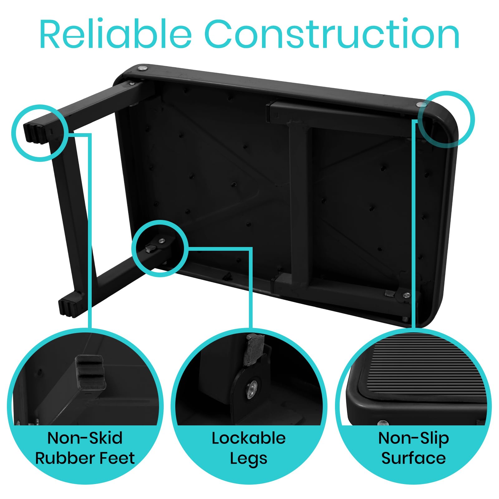 Vive Small Foot Step Stool for Adults (250LBS) - Portable, Foldable Platform - Reinforced Steel Design & Non-Slip Anti Skid Traction - Lightweight & Sturdy - Kitchen, Bedroom, Bathroom, Kids