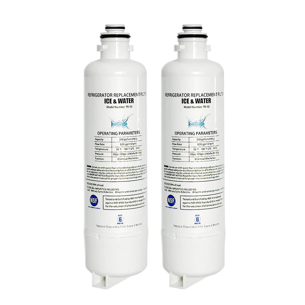 Mzbart BORPLFTR50 Replacement for Bosch Ultra Clarity Pro Water Filter , Compatible with 11025825, 12028325, BORPLFTR50, WFC100MF, B36CT80SNS, B36CL80ENS 2-Pack, 2 Count (Pack of 1)
