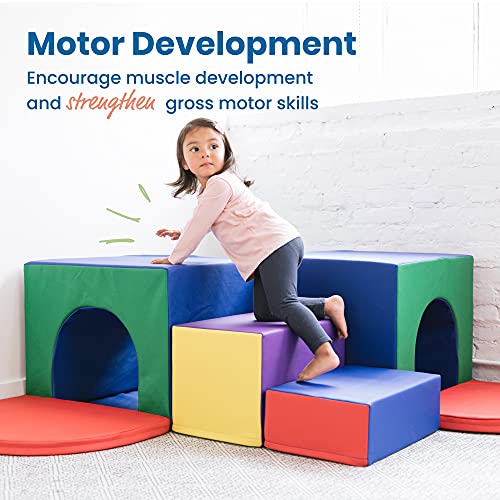 ECR4Kids SoftZone Corner Tunnel Maze, Toddler Playset, Assorted, 7-Piece