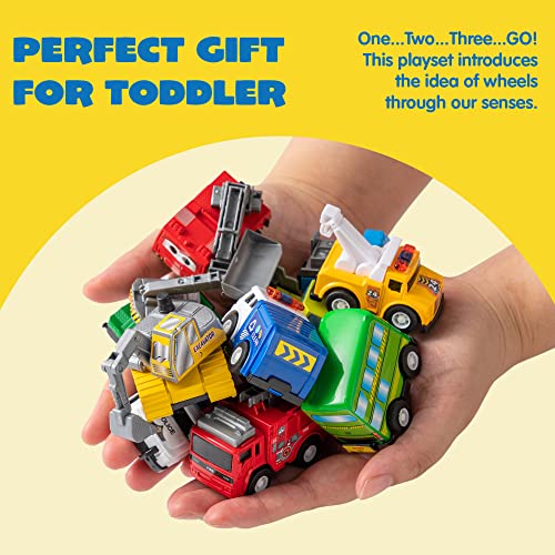 JOYIN 18 Pcs Pull Back Cars Set and 18 Pcs Soft Rubber Toy Car Set, Mini Toy Vehicles,Car for Toddlers, Party Favors for Kids