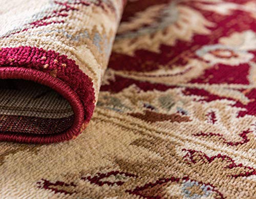 Unique Loom Voyage Collection Traditional Oriental Classic Intricate Floral Design Area Rug, 4 ft x 6 ft, Red/Ivory