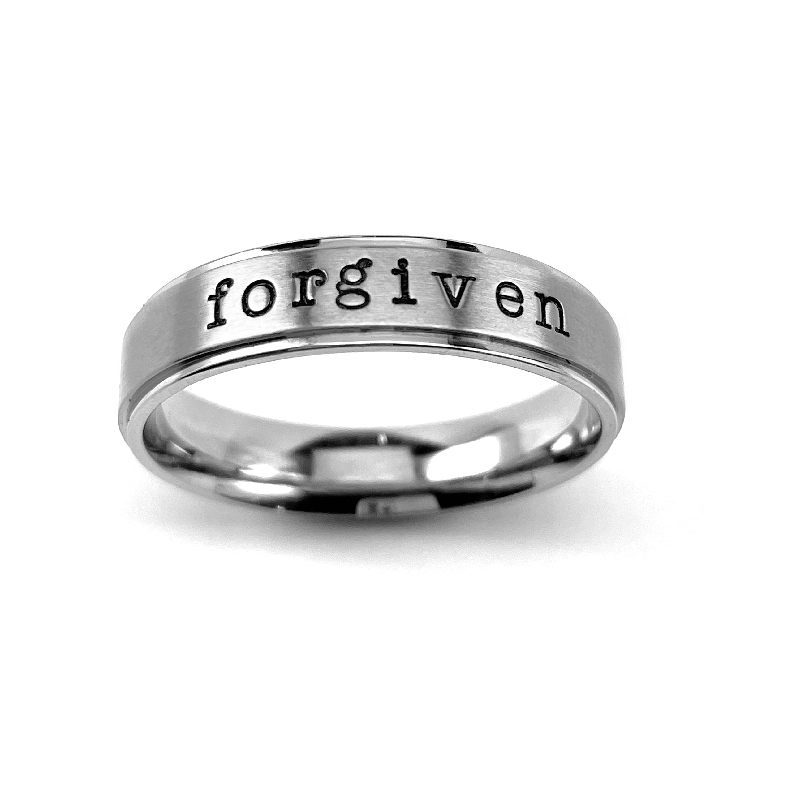 Forgiven Hand Stamped Stainless Steel Band Ring (9)