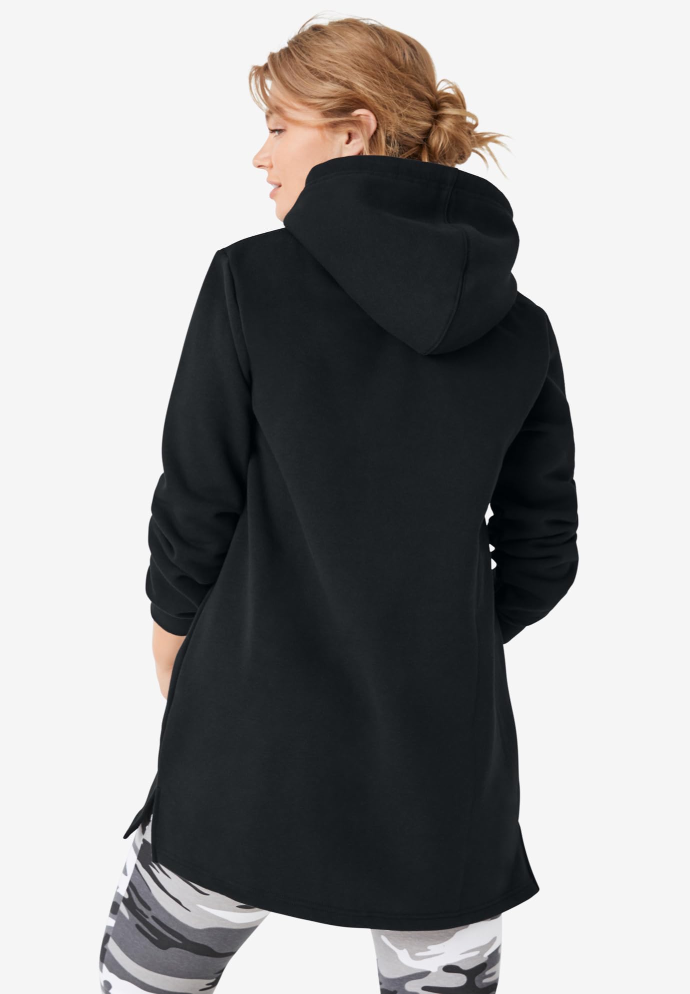 Ellos Women's Plus Size Hooded Sweatshirt Tunic - 26/28, Dusty Pink