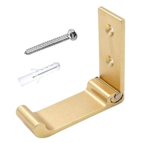 KLKCMS Foldable Aluminum Alloy Wall Mounted Coat Hook, Golden