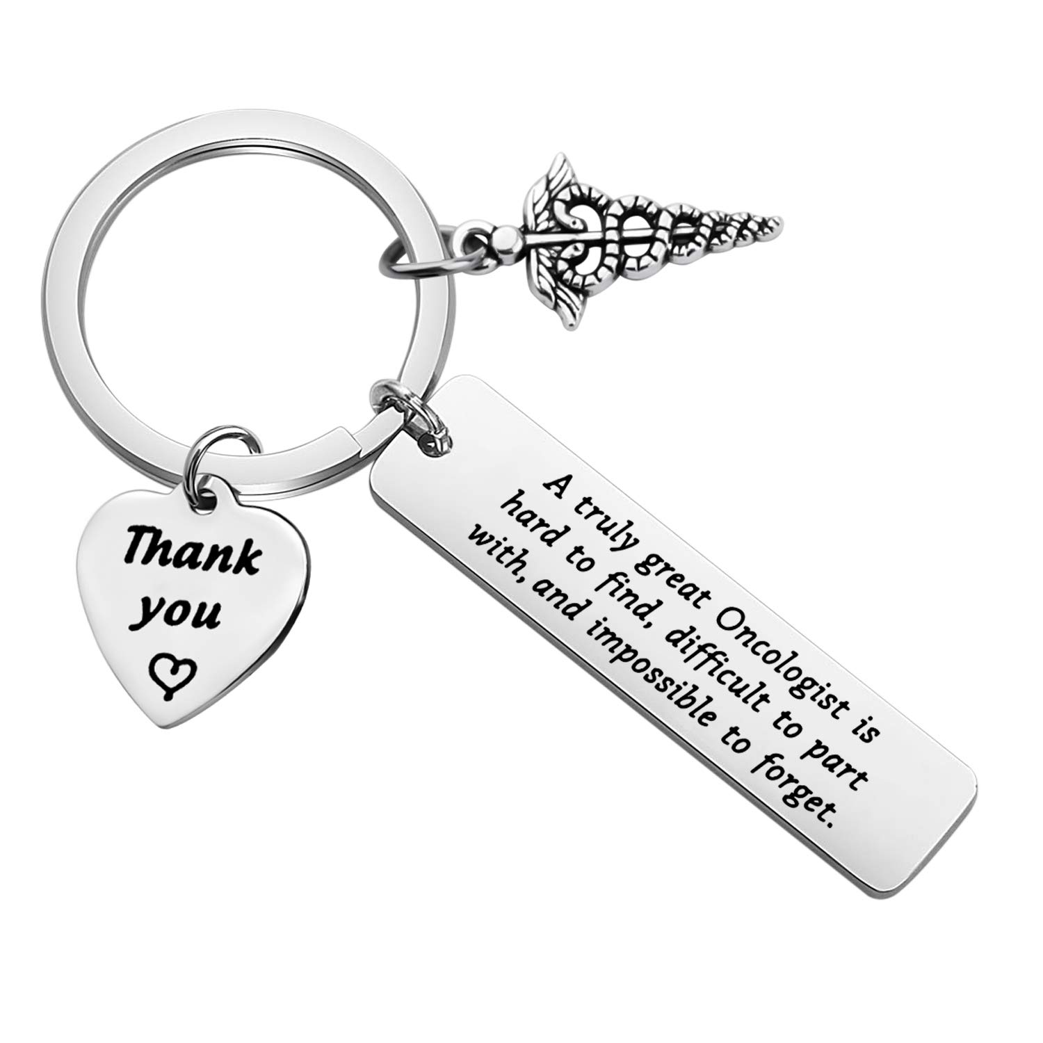 FEELMEM Oncologist Keychain Oncologist Gift A Truly Great Oncologist is Hard to Find and Impossible to Forget Keychain Thank You Gift Retirement Gift for Oncology Doctor (Silver)