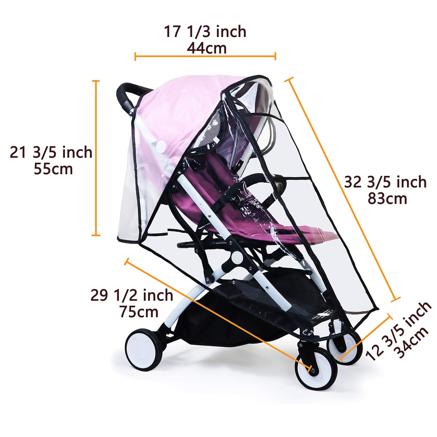 FANGSUN Universal Stroller Rain Cover, Baby Stroller Weather Shield, WaterproofâStroller Cover, Travel Umbrella Stroller Wind Dust Shield, Food Grade EVA, Eye Protect
