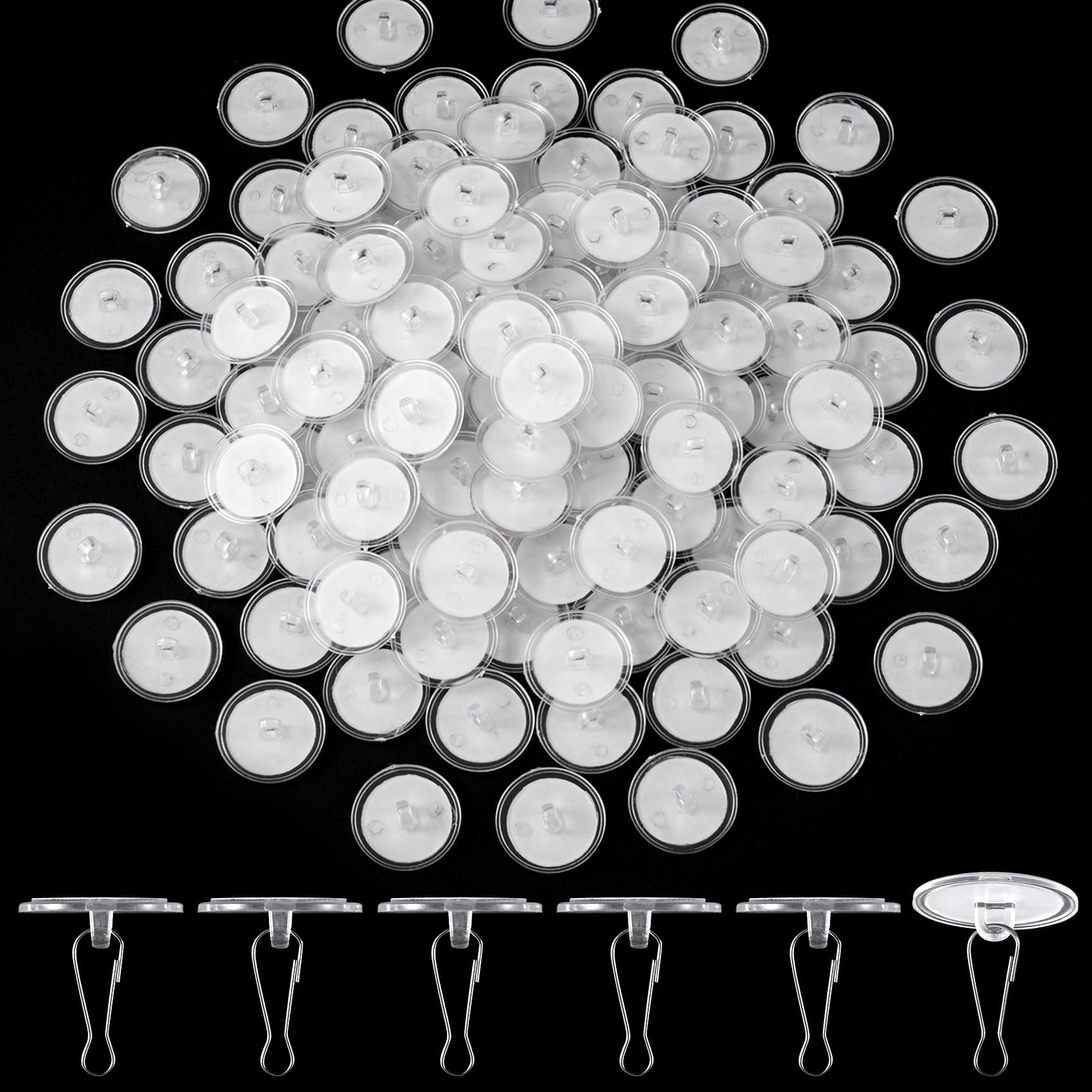 Pndeyo 80 Pack Self-Adhesive Ceiling Hanging Hooks, Damage-Free Removable Wall Hook, Sticky Clear Ceiling Hanger for Festival Wedding Birthday Christams Balloons Colorful Lights Ribbons Decorations