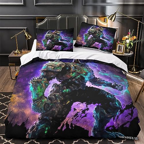 GEEYOU Cosmic Space Wolves 3D Print Quilt Cover Comforter Covers Duvet Cover for Teens and Adults Bedding Set with Pillow Cases with Zipper Closure Soft Microfiber 3 Pieces Queen(228x228cm)
