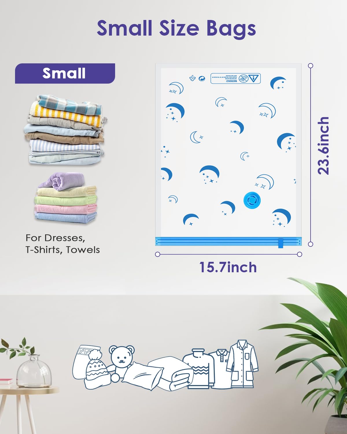 Vacuum Storage Bags, 5 Pack Large Size (32"x22") Reusable Vacuum Compression Space Saving Bag for Clothes, Mattress, Blankets, Duvets, Pillows, Comforters, Quilts, Dresses, Travel
