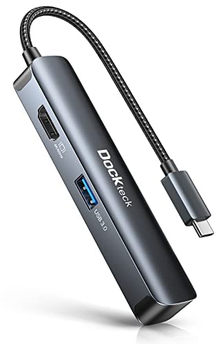USB C Hub 4K 60Hz, USB C Adapter, Dockteck 5-in-1 USB-C Hub Multiport Adapter, SD/Micro SD Card Reader, 2 USB 3.0, for MacBook Air/Pro, iPad Air/Pro, XPS