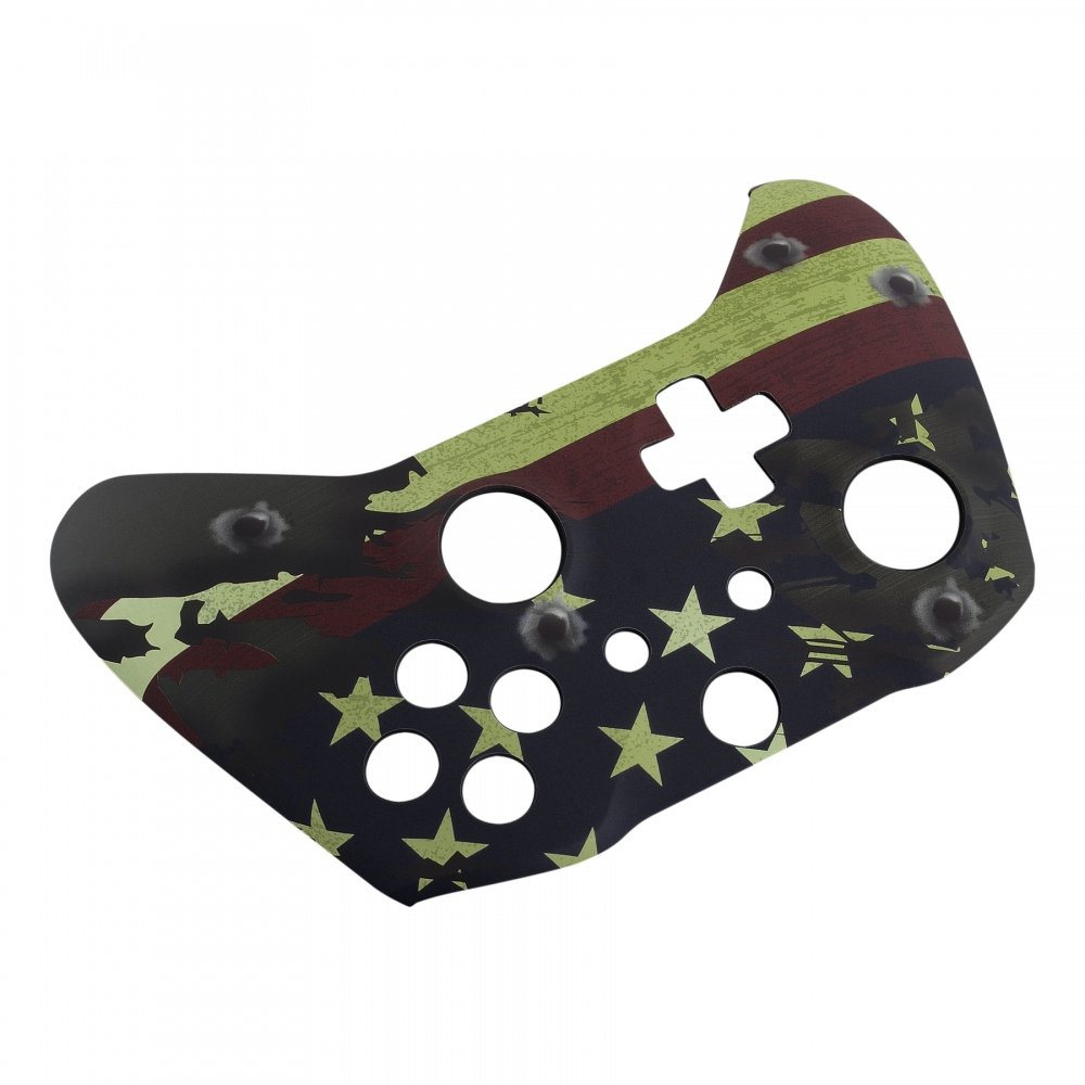 eXtremeRate Soft Touch US Flag The Stars & Stripes Patterned Faceplate Cover, Front Housing Shell Case Comfortable Replacement Kit for Xbox One X S Controller - Controller NOT Included