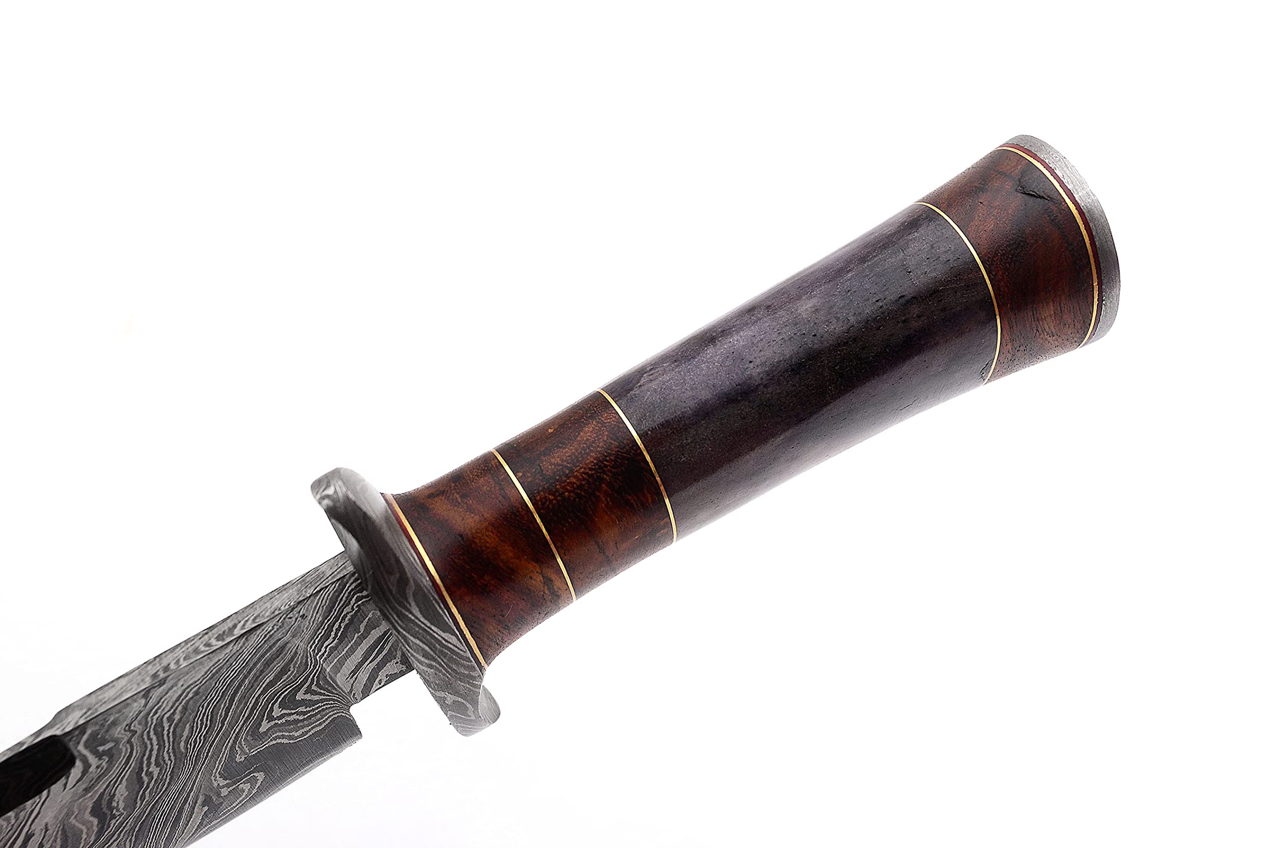 HANDCRAFT GOODS Handmade Hunting Fixed Blade Bowie Knife with Leather Sheath Damascus Steel For Outdoor Knifes- CROWN
