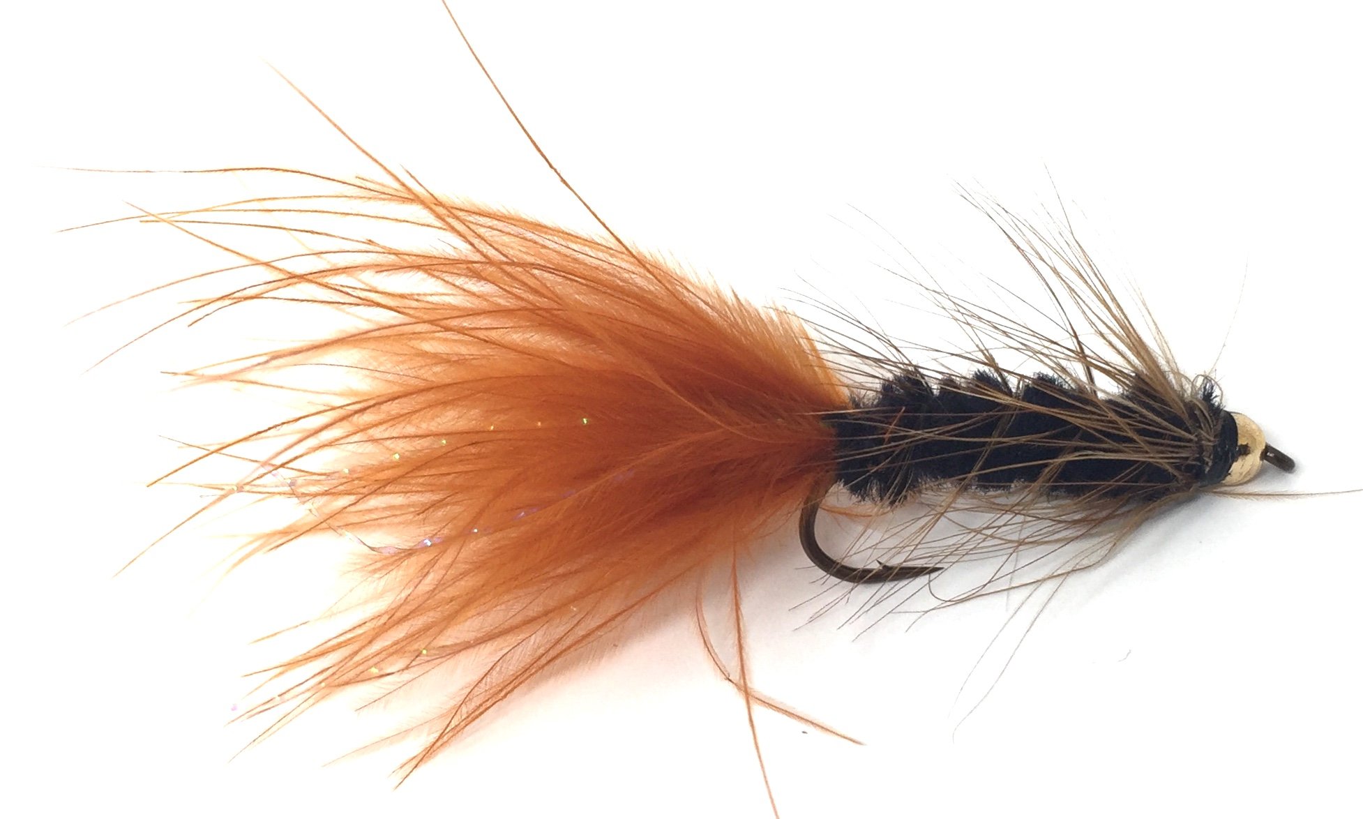 Feeder Creek Bead Head Woolly Bugger 12pc Fly Fishing Flies | Trout Flies | Bass Flies | Streamer Flies | Flies for Fly Fishing (6, Brown/Black)