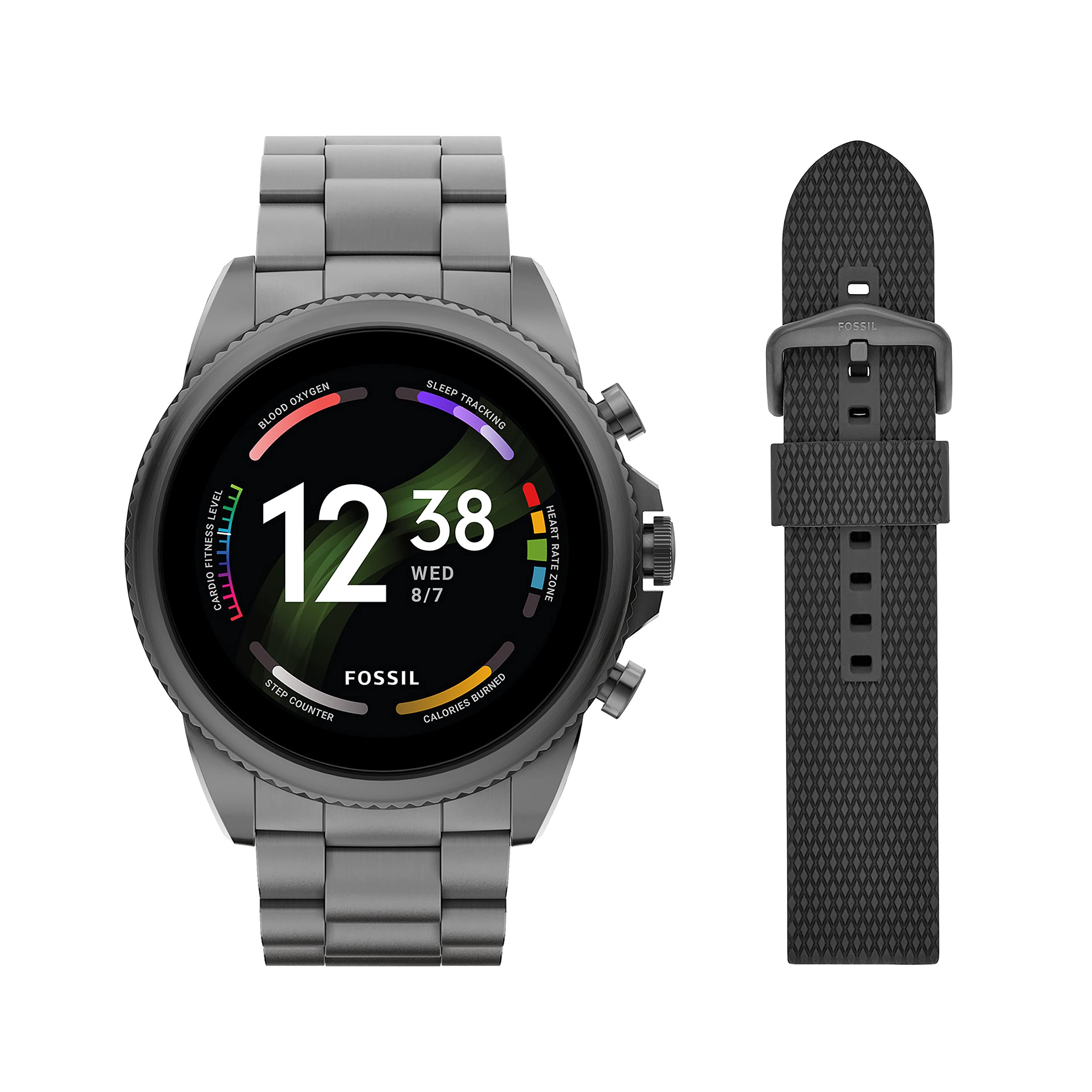Fossil Gen 6 Smartwatch (Model: FTW4059V) Unisex 22mm Silicone Interchangeable Watch Band Strap, Color: Black (Model: S221430)