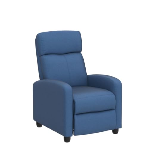 FDW Recliner Chair for Living Room Home Theater Seating Single Reclining Sofa Lounge with Padded Seat Backrest (Blue)