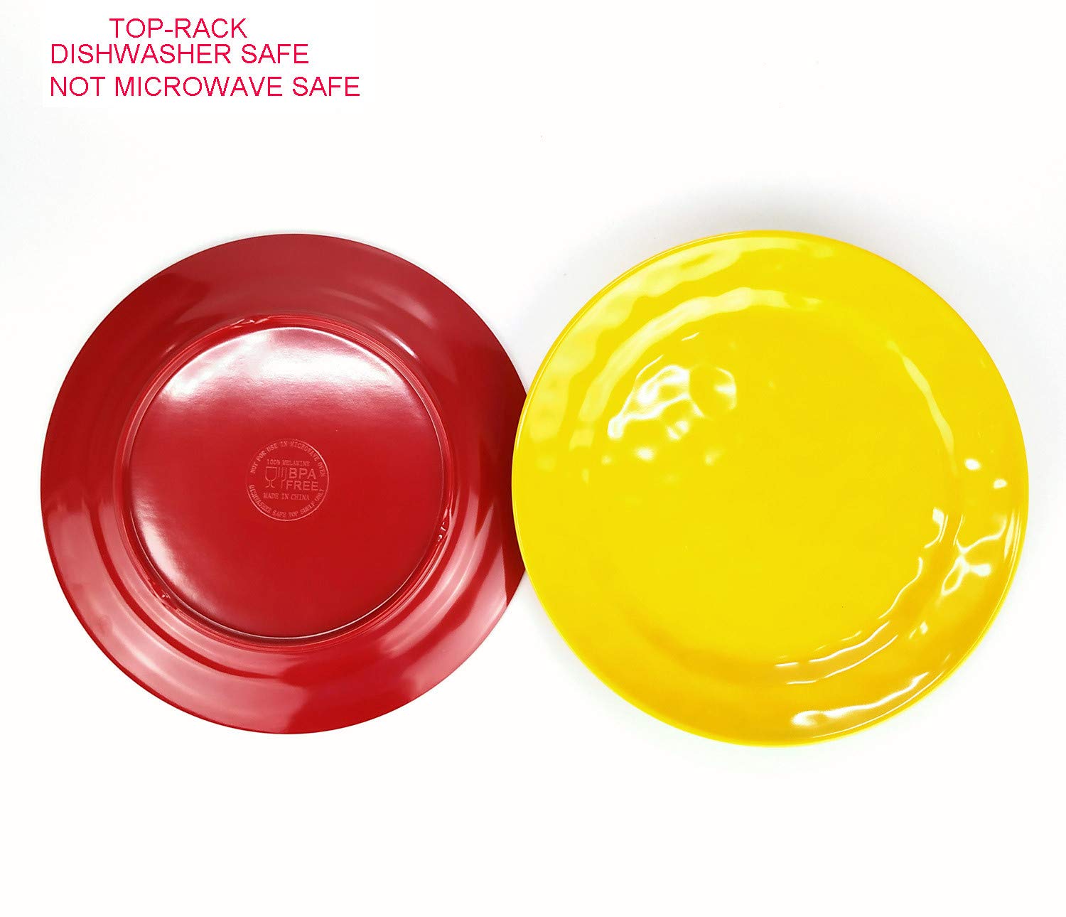 KX-WARE Melamine Plates Set of 6, 8-inch 100% Melamine Salad Plates for Everyday Use, Break-resistant and Lightweight, Multicolor