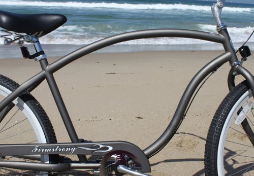 Firmstrong Chief Man Three Speed Beach Cruiser Bicycle with Red Rims, 15.5x26-Inch, Matte Grey