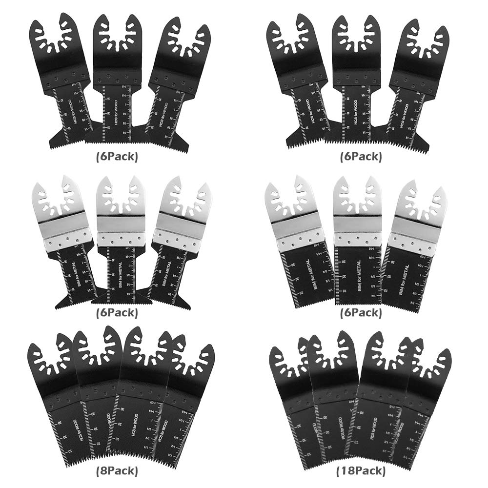 Fannybuy 50 Pack Wood /Metal Universal Quick Release Oscillating Tool Blades Multitool Saw Blade for Fein Multimaster Porter Rockwell Cable Black Decker Bosch Craftsman Dewalt (50 Pack Mixed Ⅱ)